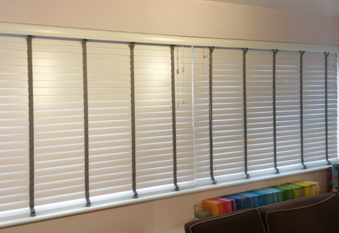 Wooden Venetian blinds made to measure at Falcon Fabrics Chichester