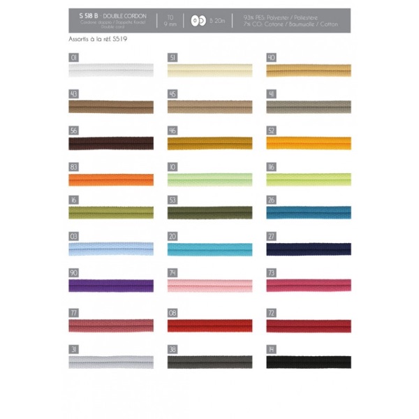 Double Piping Cord 9mm £2.99p/m